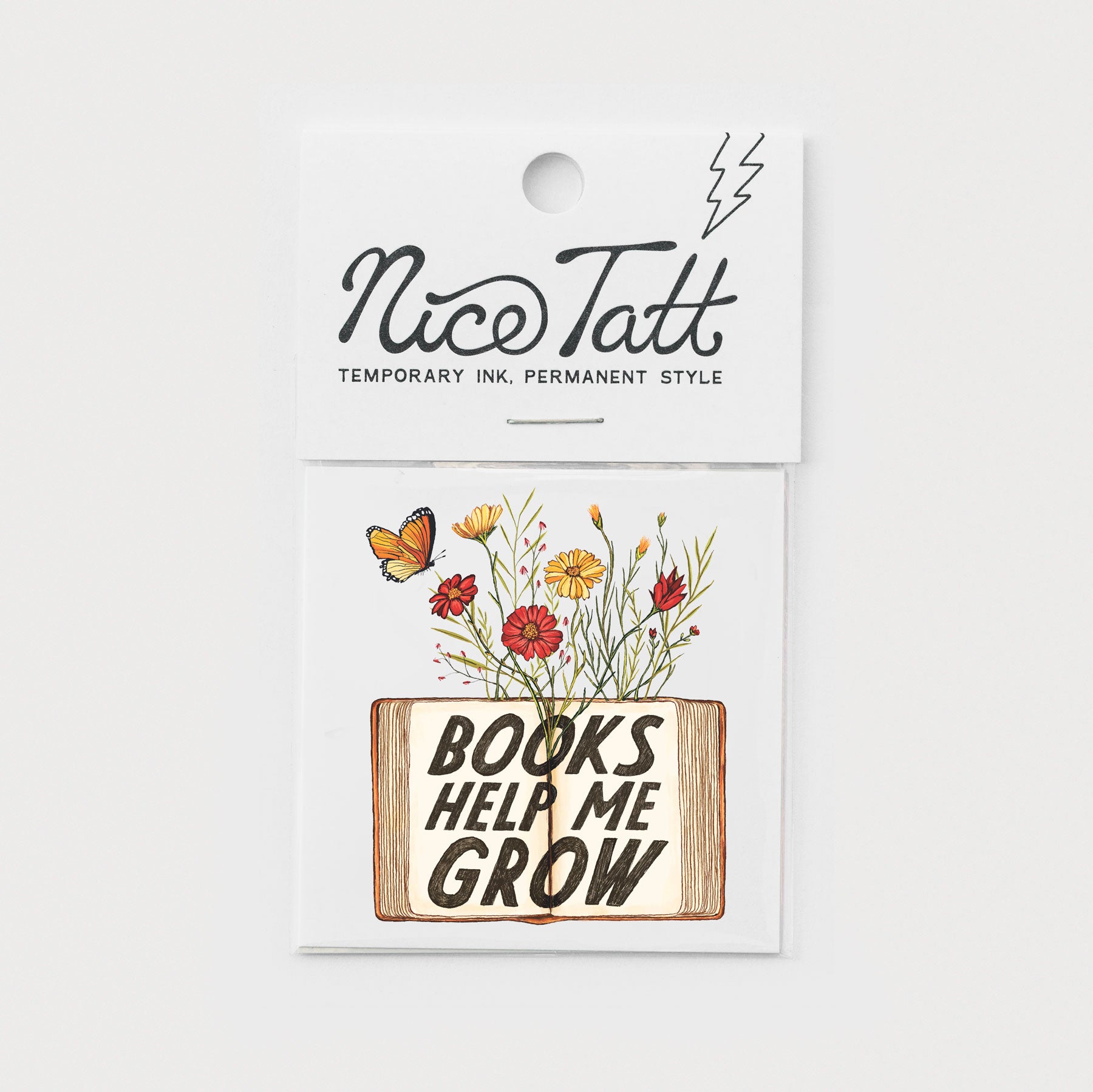 Books Help Me Grow - Temporary Tattoo – Nice Enough Stickers